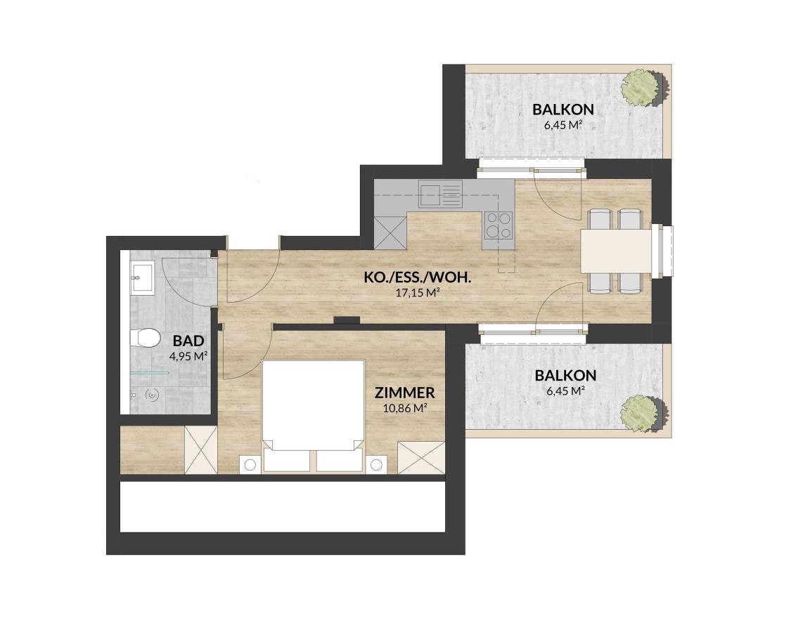 33 M² Ferienwohnung ∙ 1 Schlafzimmer ∙ 2 Gäste - Sölden