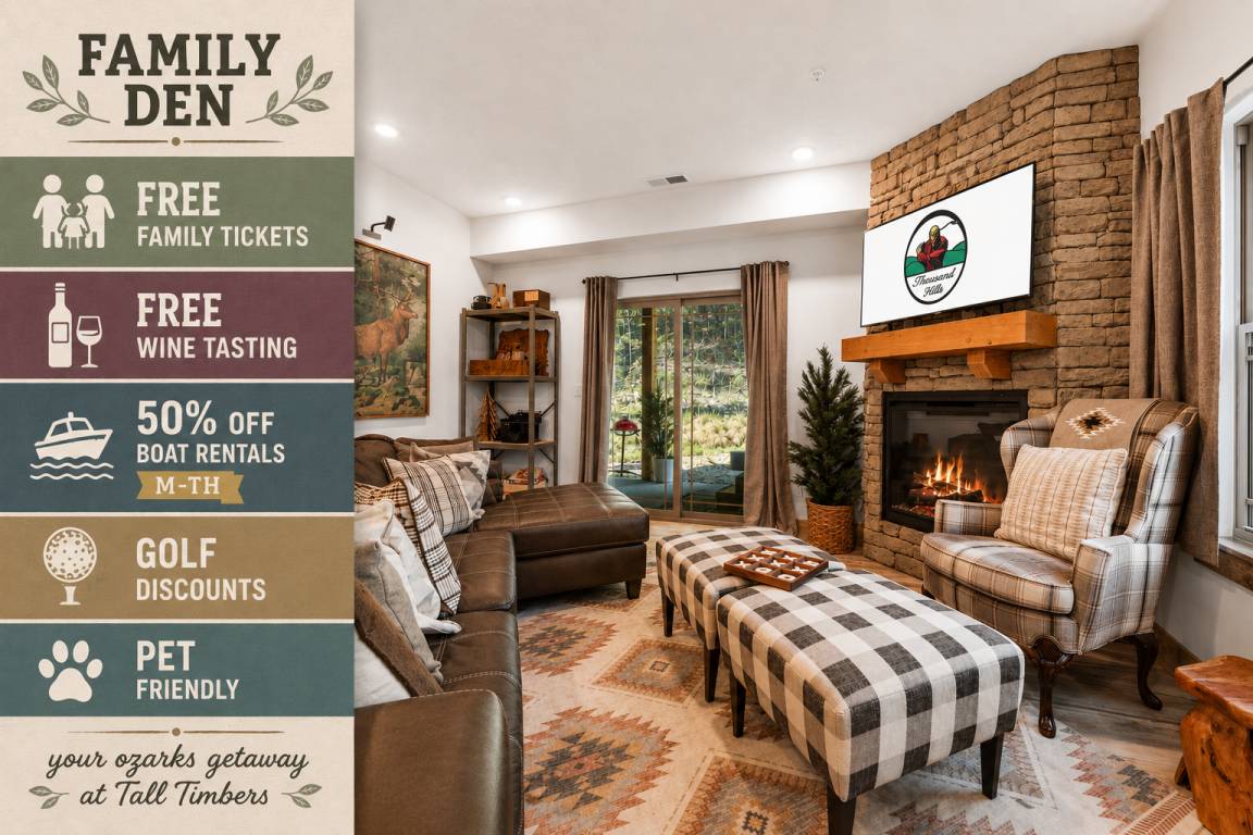 112 M² Cabin ∙ 2 Bedrooms ∙ 7 Guests - Ridgedale, MO