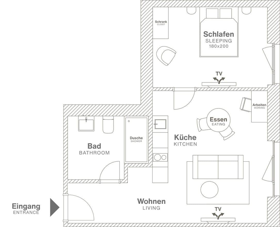 45 M² Appartement ∙ 2 Personnes - Aéroport Willy-Brandt de Berlin-Brandebourg (BER)