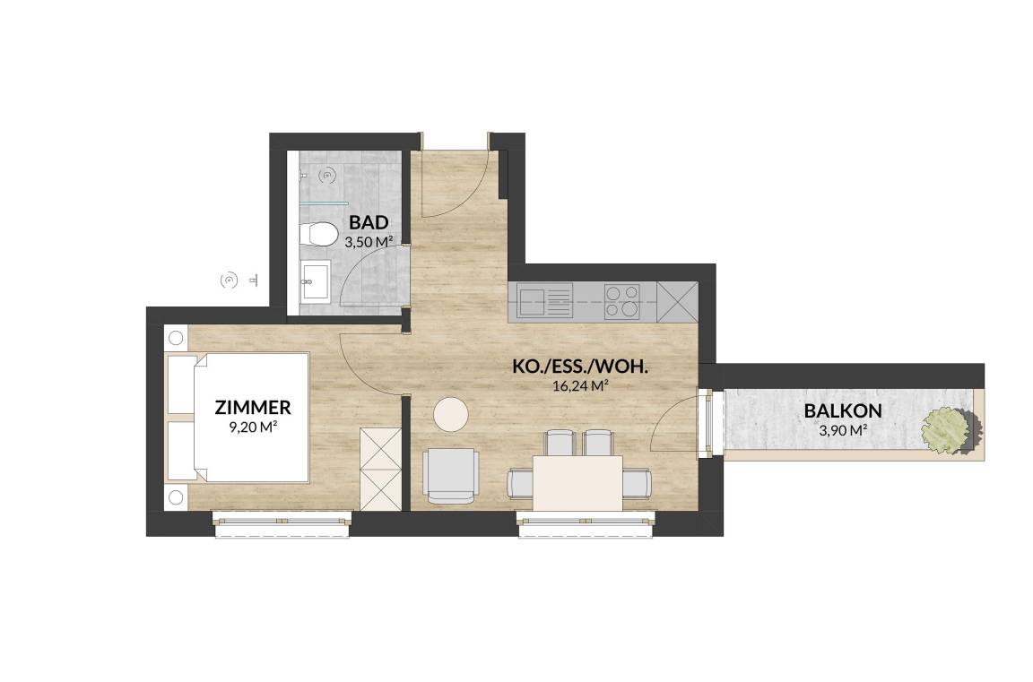 29 M² Ferienwohnung ∙ 1 Schlafzimmer ∙ 2 Gäste - Sölden