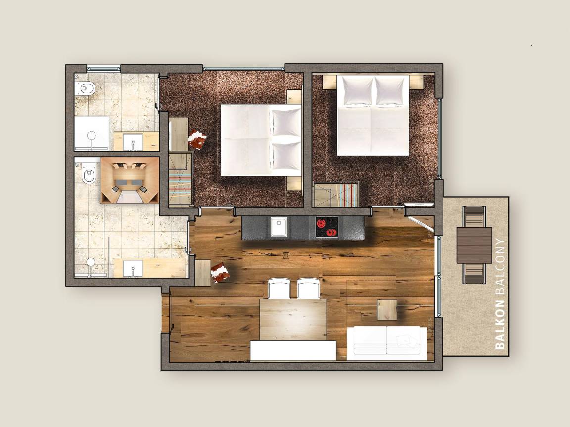 47 평방 미터 아파트  ∙ 침실 2개 ∙ 게스트 6명 - Kappl