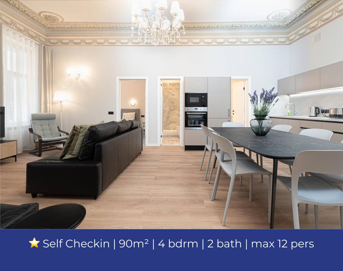 90 M² Appartement ∙ 4 Chambres ∙ 12 Personnes - Riga