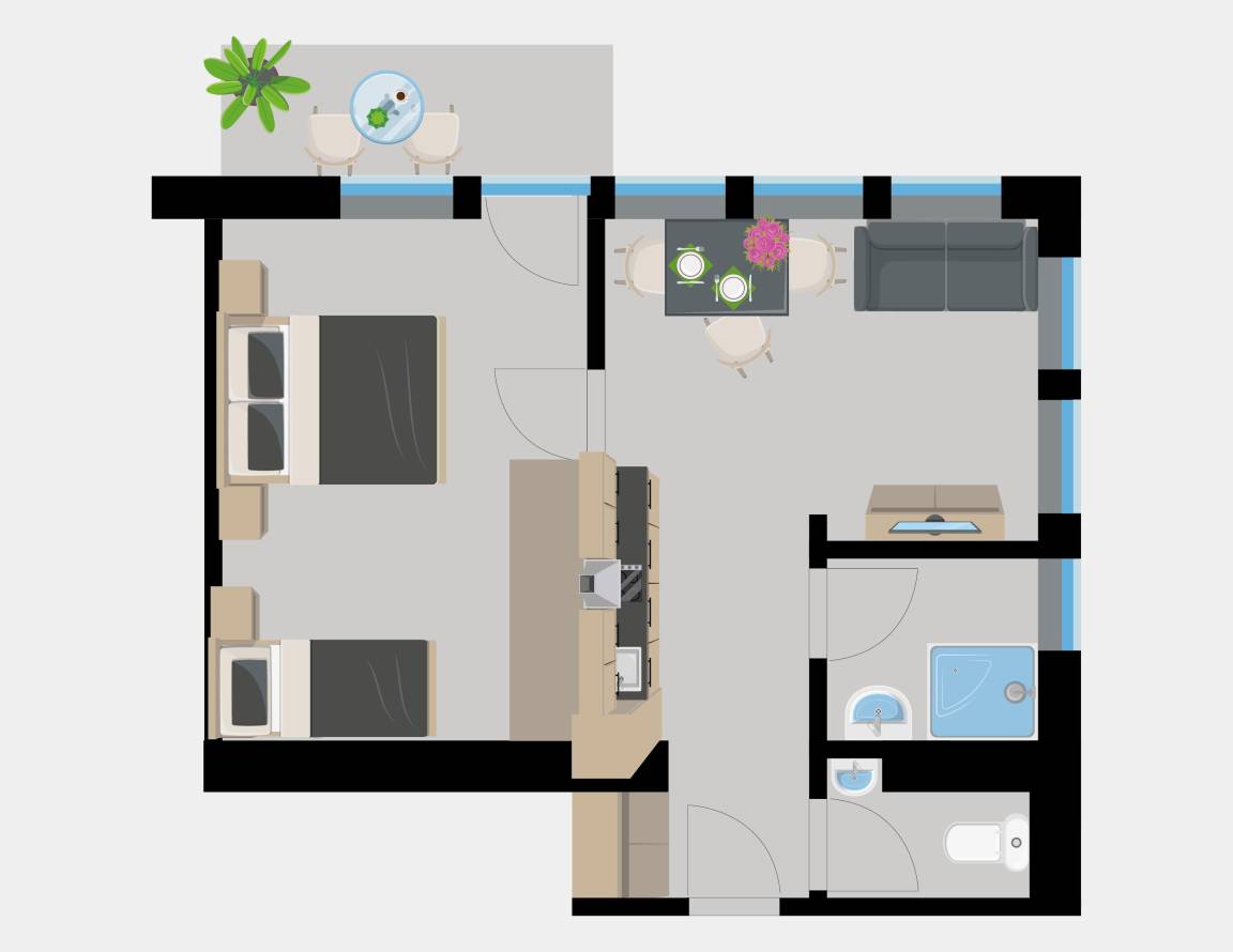 35 M² Ferienwohnung ∙ 1 Schlafzimmer ∙ 3 Gäste - Sölden