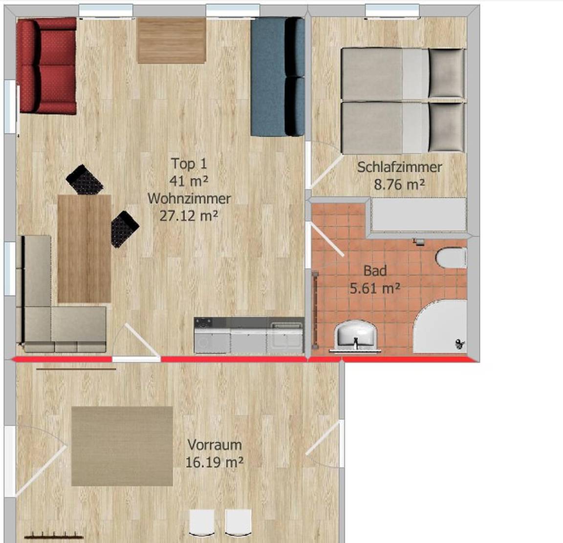 41 M² Ferienwohnung ∙ 1 Schlafzimmer ∙ 4 Gäste - Holzgau