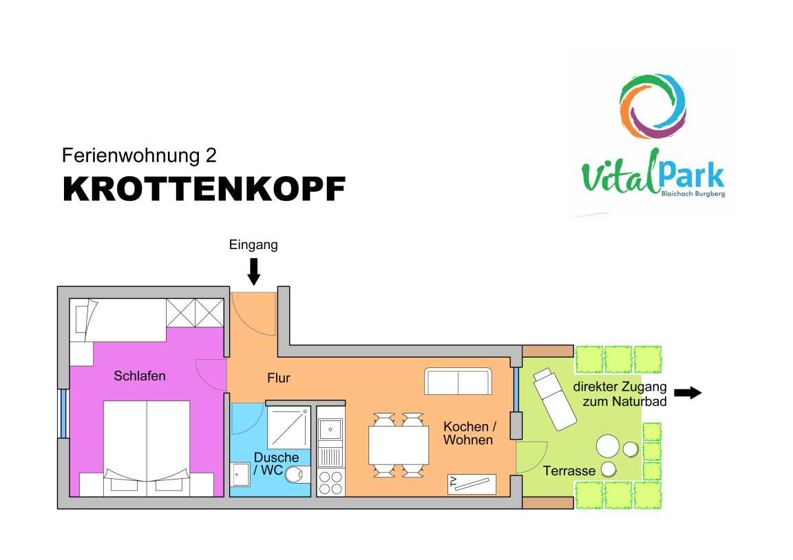 32 M² Ferienwohnung ∙ 1 Schlafzimmer ∙ 2 Gäste - Rettenberg