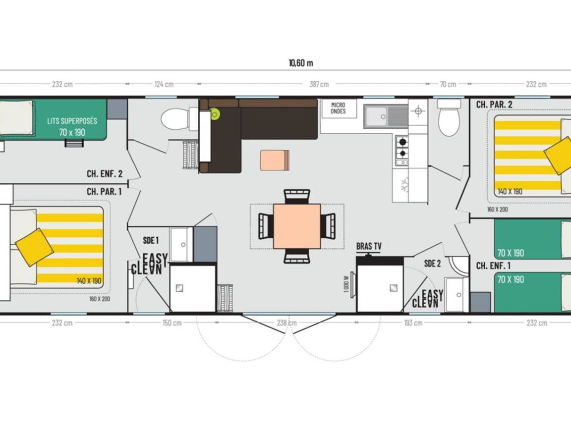 40 M² Mobilheim ∙ 4 Schlafzimmer ∙ 8 Gäste - Saint-Brevin-les-Pins