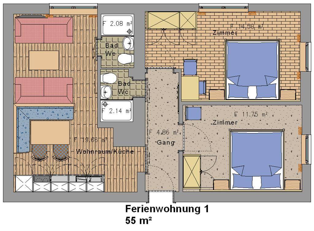 55 M² Ferienwohnung ∙ 2 Schlafzimmer ∙ 4 Gäste - Hochfilzen