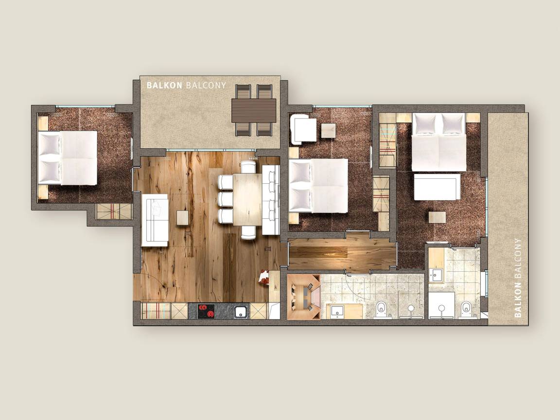 82 M² アパートメント ∙ 寝室: 3 ∙ ゲスト9 人 - カップル