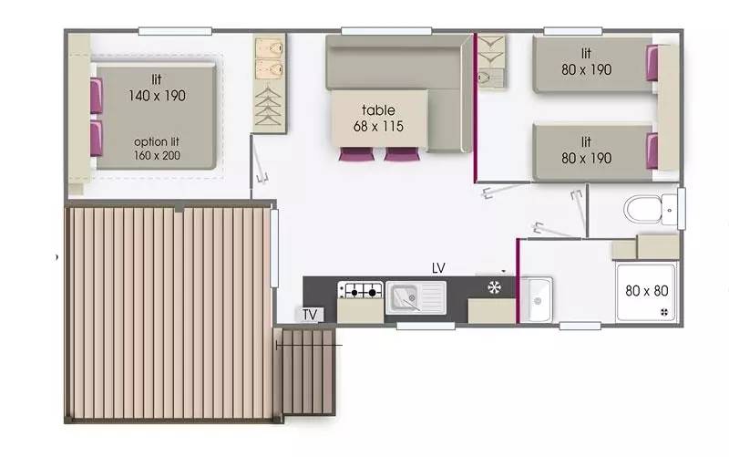 27 M² Mobil-home ∙ 2 Chambres ∙ 4 Personnes - Saint-Gildas-de-Rhuys