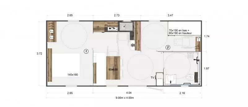 33 M² Mobil-home ∙ 2 Chambres ∙ 4 Personnes - Bédoin