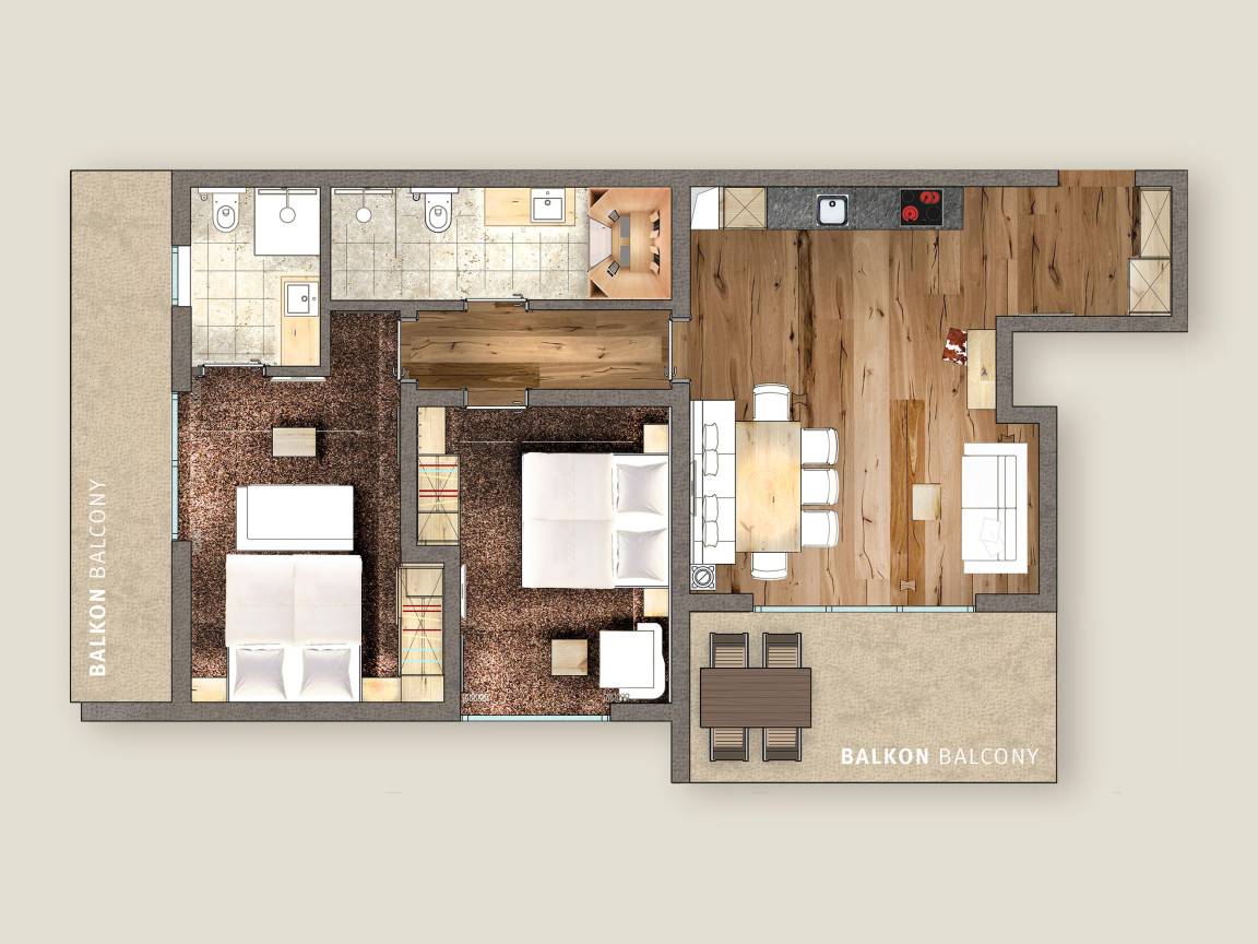 74 M² Ferienwohnung ∙ 2 Schlafzimmer ∙ 7 Gäste - Ischgl