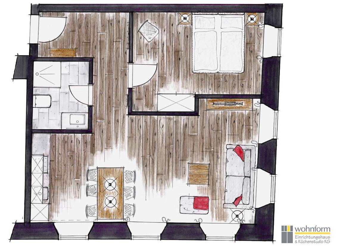 57 M² Ferienwohnung ∙ 1 Schlafzimmer ∙ 4 Gäste - Unterammergau