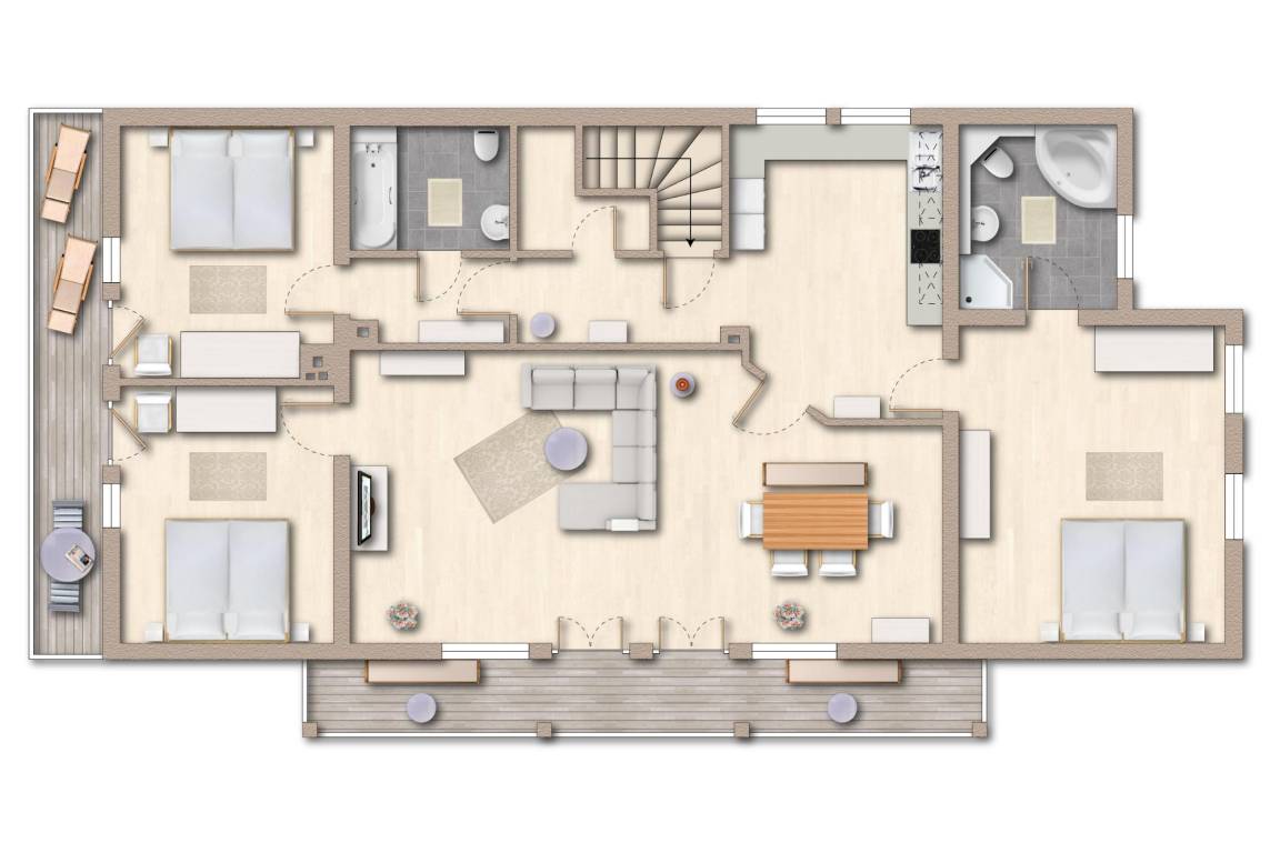 150 M² Ferienwohnung ∙ 3 Schlafzimmer ∙ 6 Gäste - Oberstaufen