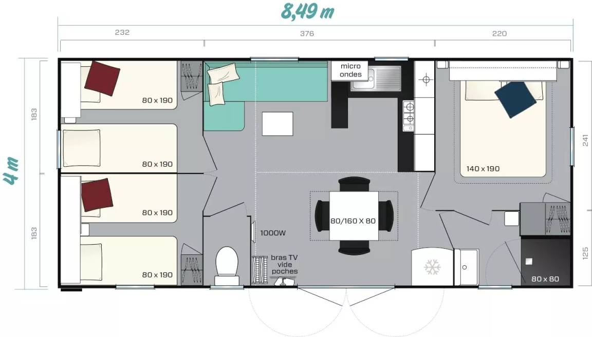 35 M² Mobilheim ∙ 1 Schlafzimmer ∙ 6 Gäste - Cotentin