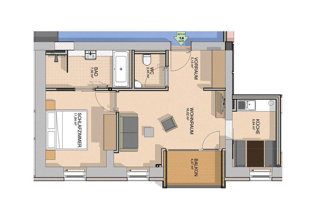 55 M² Ferienwohnung ∙ 1 Schlafzimmer ∙ 4 Gäste - Kössen