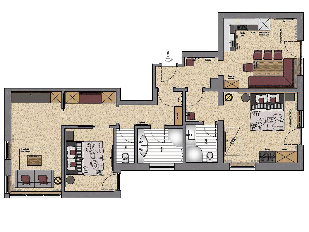 82 M² Appartement ∙ 2 Chambres ∙ 6 Personnes - Westendorf