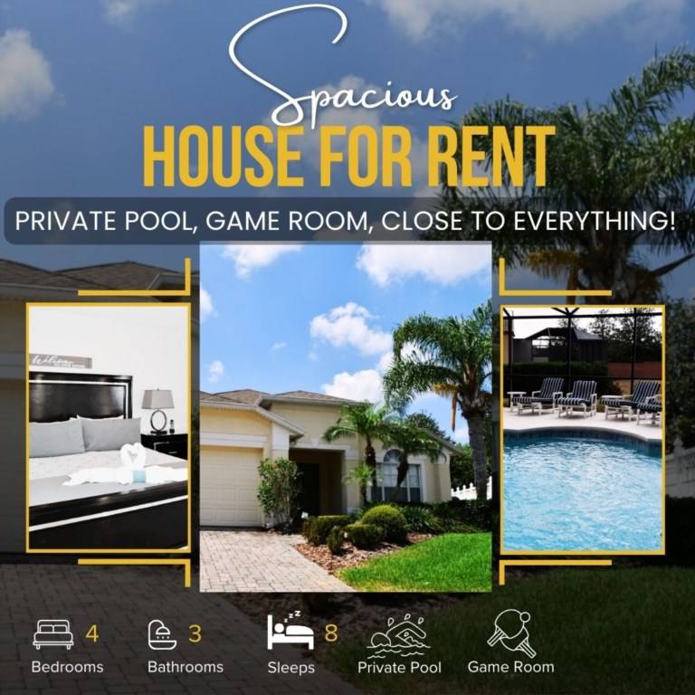 171 M² House ∙ 4 Bedrooms ∙ 8 Guests - Davenport, FL