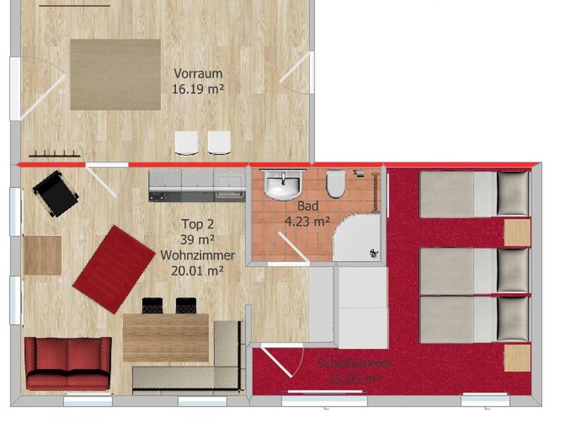 40 M² Ferienwohnung ∙ 1 Schlafzimmer ∙ 5 Gäste - Holzgau
