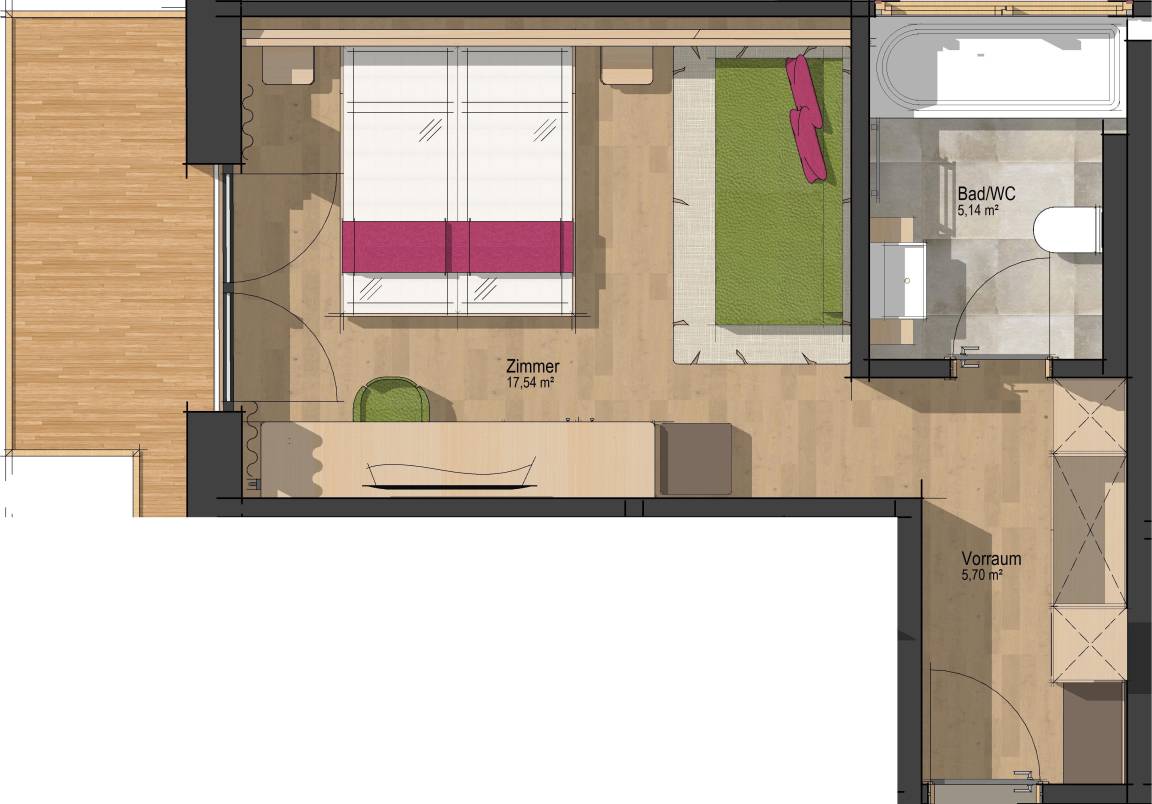 28 M² Hotel ∙ 1 Bedroom ∙ 3 Guests - Soelden