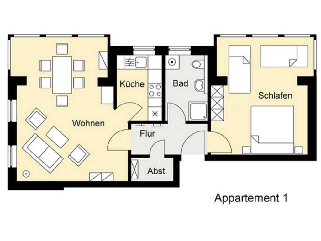 64 M² Appartement ∙ 1 Slaapkamer ∙ 4 Gasten - Binz