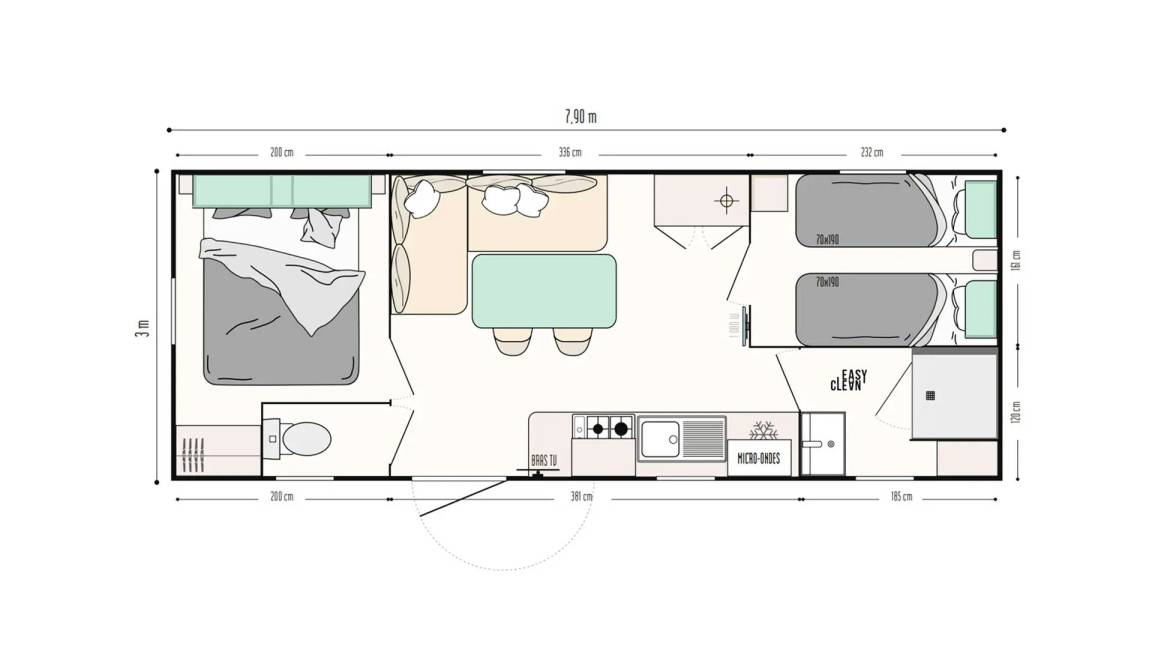 25 M² Caravan ∙ 2 Bedrooms ∙ 4 Guests - Sardinia