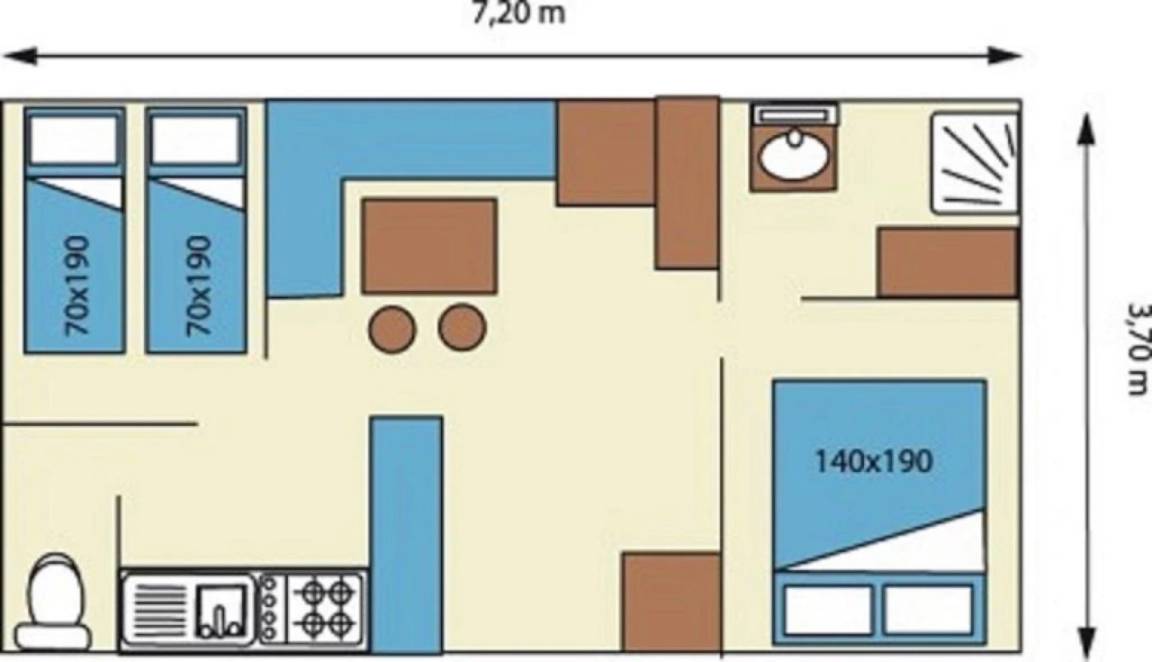 30 M² Camping-unterkunft ∙ 2 Schlafzimmer ∙ 4 Gäste - Martel