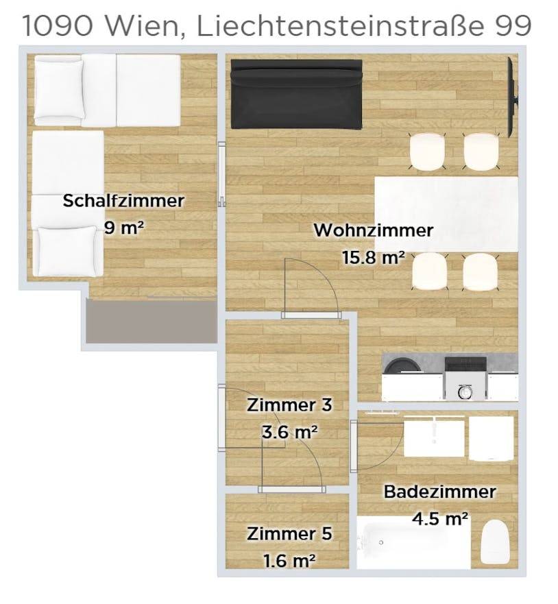 35 M² Ferienwohnung ∙ 2 Schlafzimmer ∙ 3 Gäste - Wien