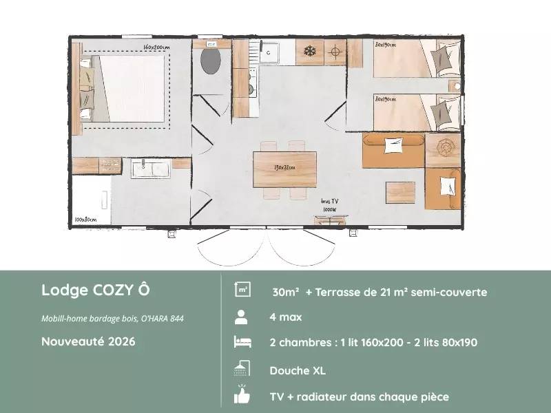 30 M² Mobil-home ∙ 2 Chambres ∙ 4 Personnes - Locquirec