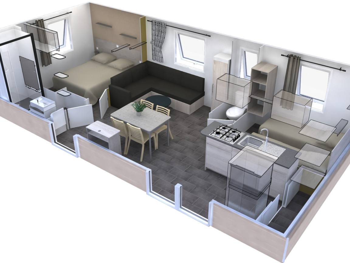33 M² Mobil-home ∙ 2 Chambres ∙ 4 Personnes - Matour