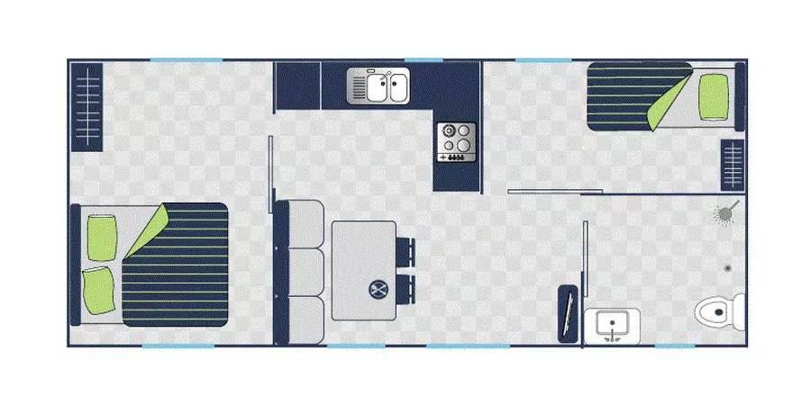 35 M² Mobil-home ∙ 2 Chambres ∙ 4 Personnes - Vieux-Boucau-les-Bains