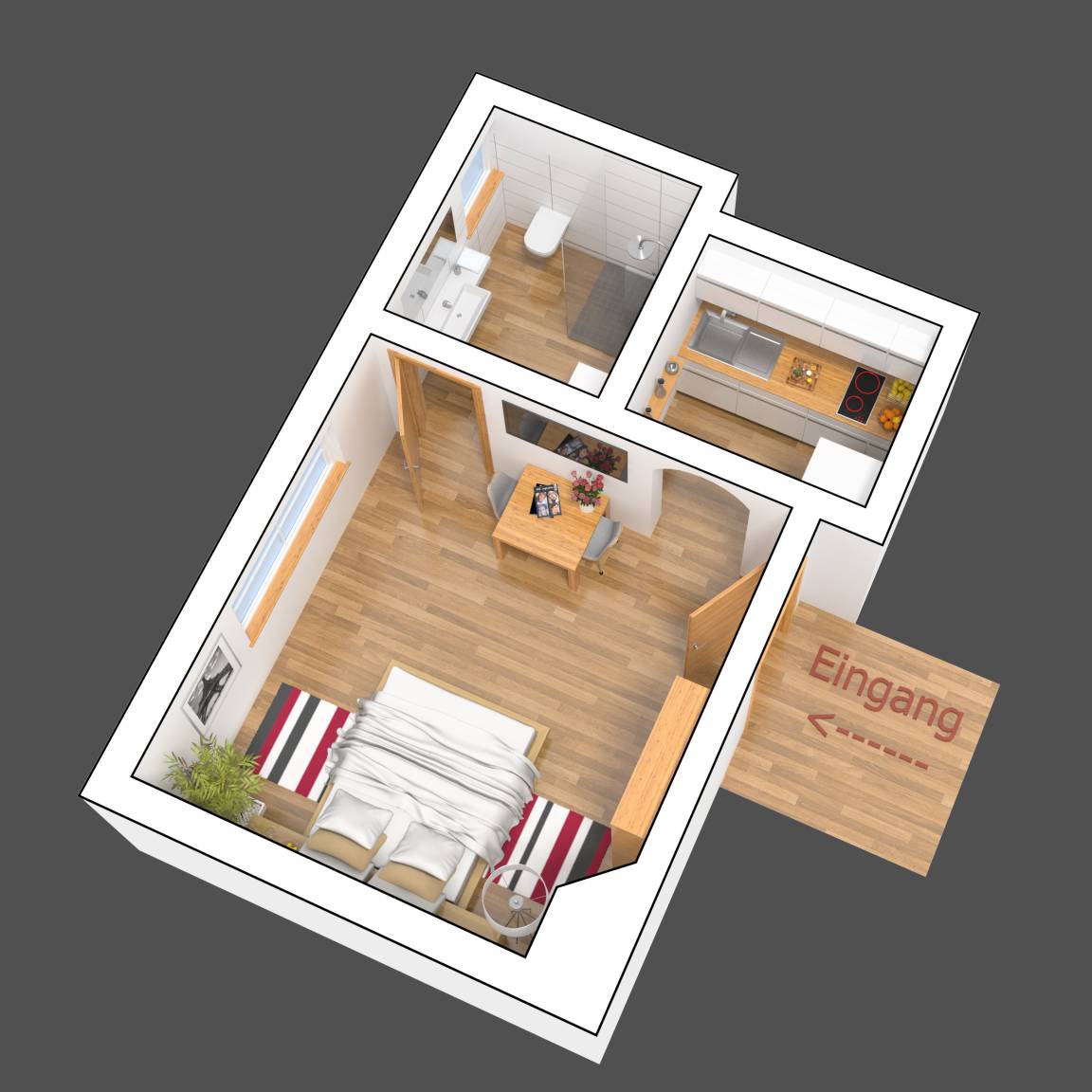 30 M² Ferienwohnung ∙ 1 Schlafzimmer ∙ 2 Gäste - Harzgerode