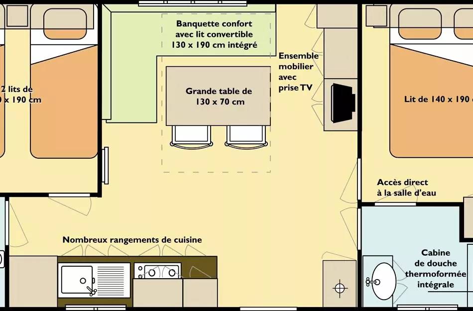 30 M² Mobil-home ∙ 2 Chambres ∙ 4 Personnes - Normandie