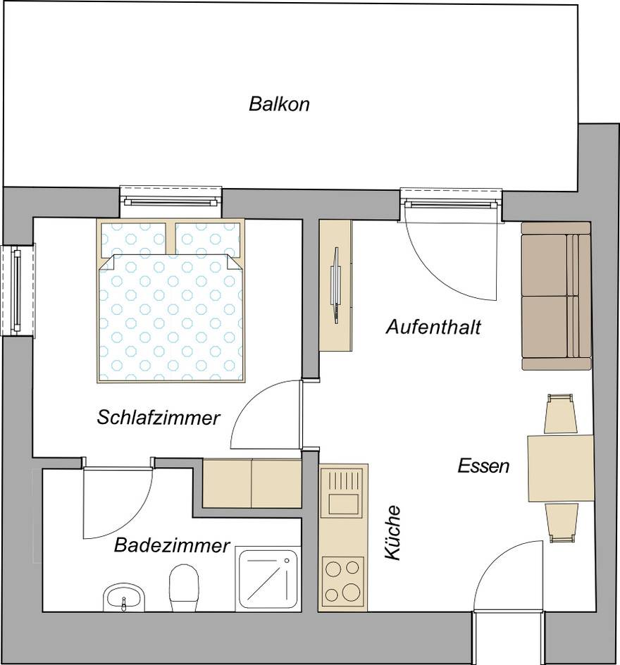 35 M² Ferienwohnung ∙ 1 Schlafzimmer ∙ 2 Gäste - Schwangau