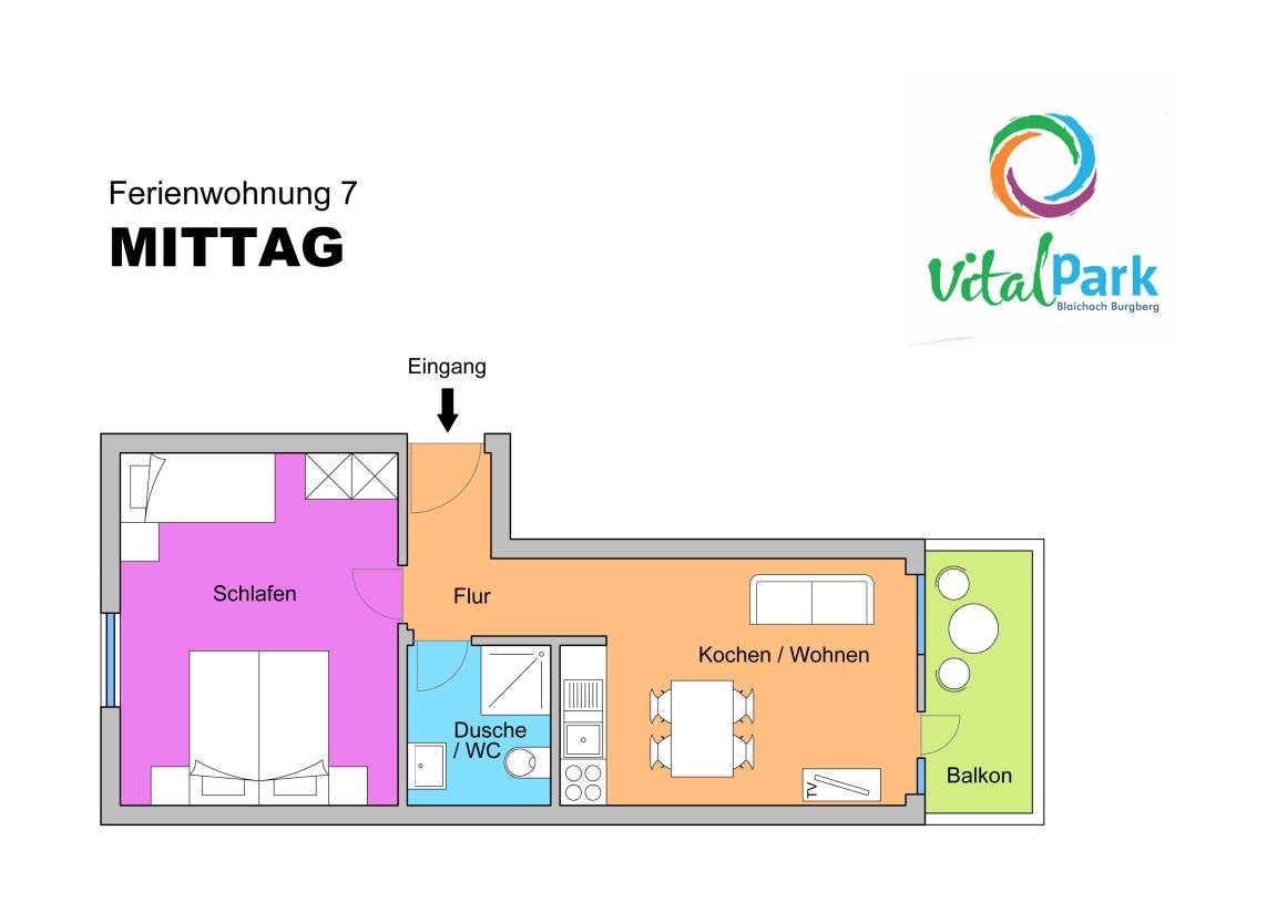 38 M² Ferienwohnung ∙ 1 Schlafzimmer ∙ 2 Gäste - Rettenberg