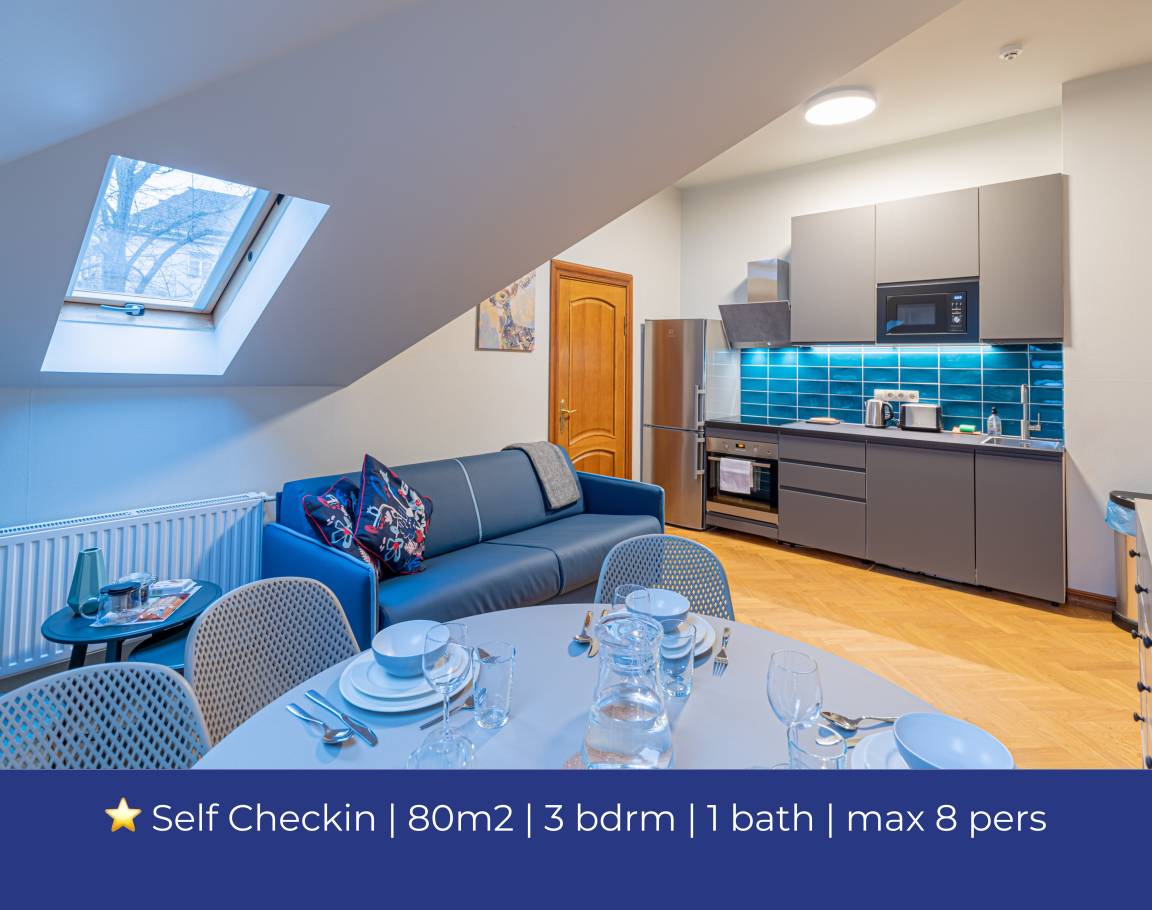 80 M² Apartment ∙ 3 Bedrooms ∙ 8 Guests - Riga