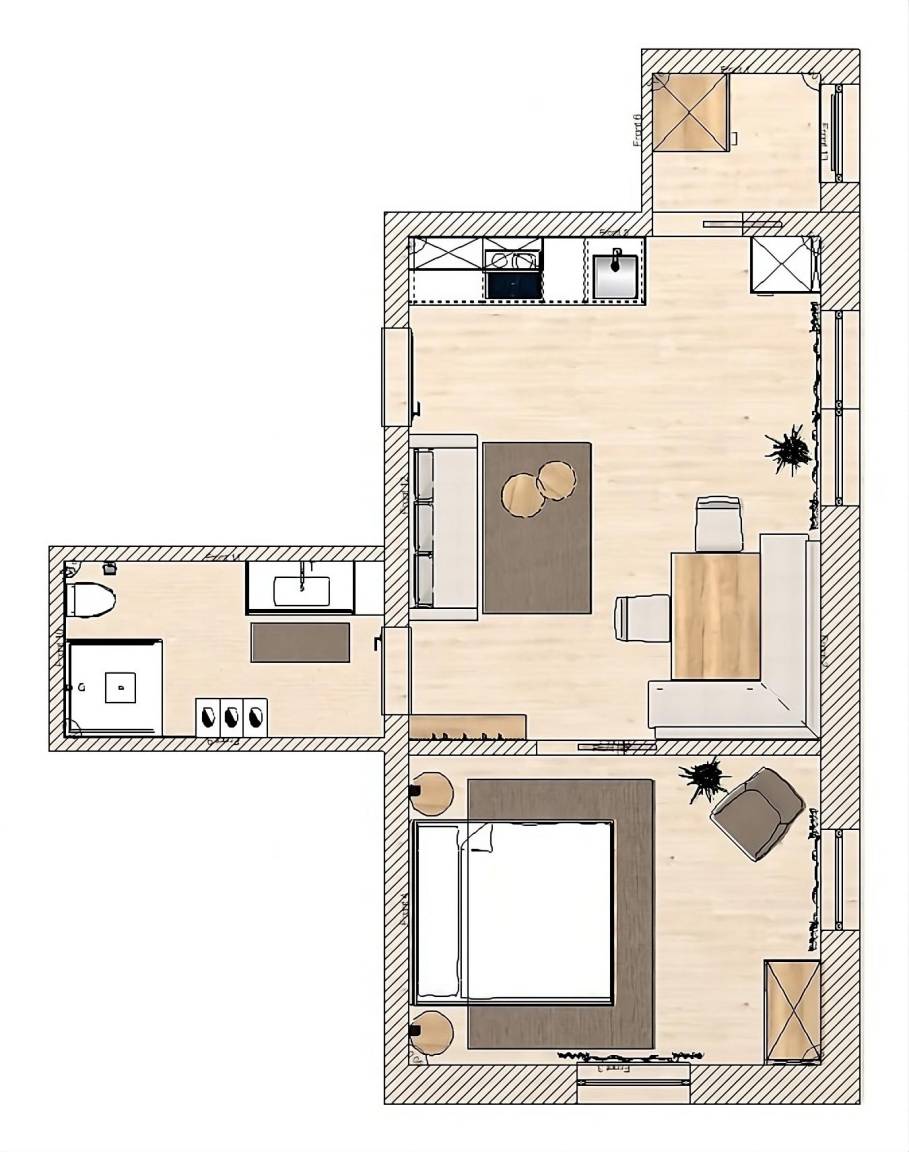 46 M² Apartament ∙ 1 Sypialnia ∙ 2 Gości - Sexten
