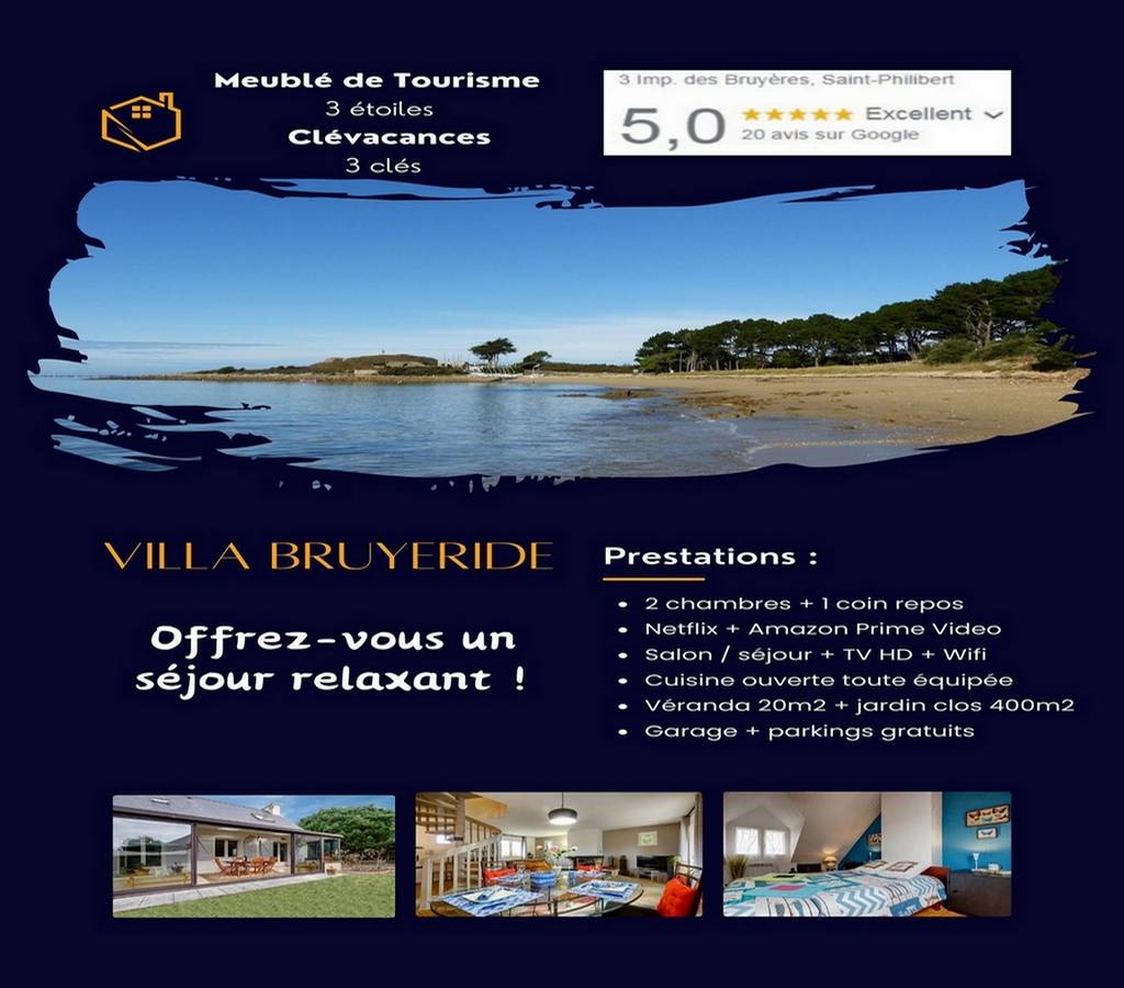 90 M² Ferienhaus ∙ 3 Schlafzimmer ∙ 5 Gäste - Quiberon
