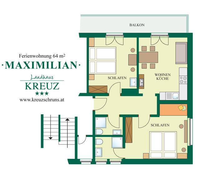64 M² Apartment ∙ 2 Bedrooms ∙ 4 Guests - Schruns