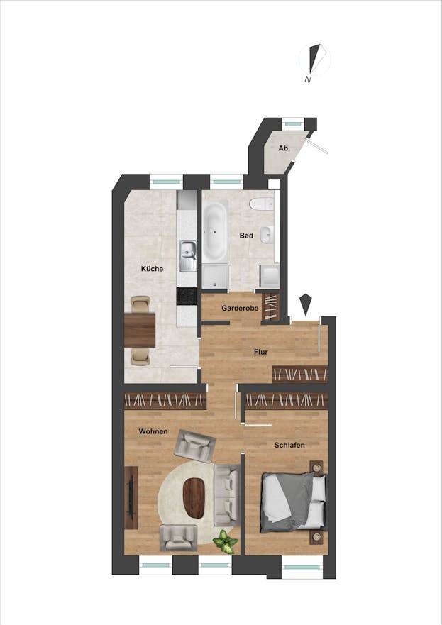 63 M² Ferienwohnung ∙ 1 Schlafzimmer ∙ 2 Gäste - Leipzig
