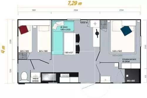 30 M² Mobil-home ∙ 2 Chambres ∙ 6 Personnes - Morcenx